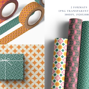 Mosaic Geometry Style Shapes Clipart and Seamless Patterns, 220 ...