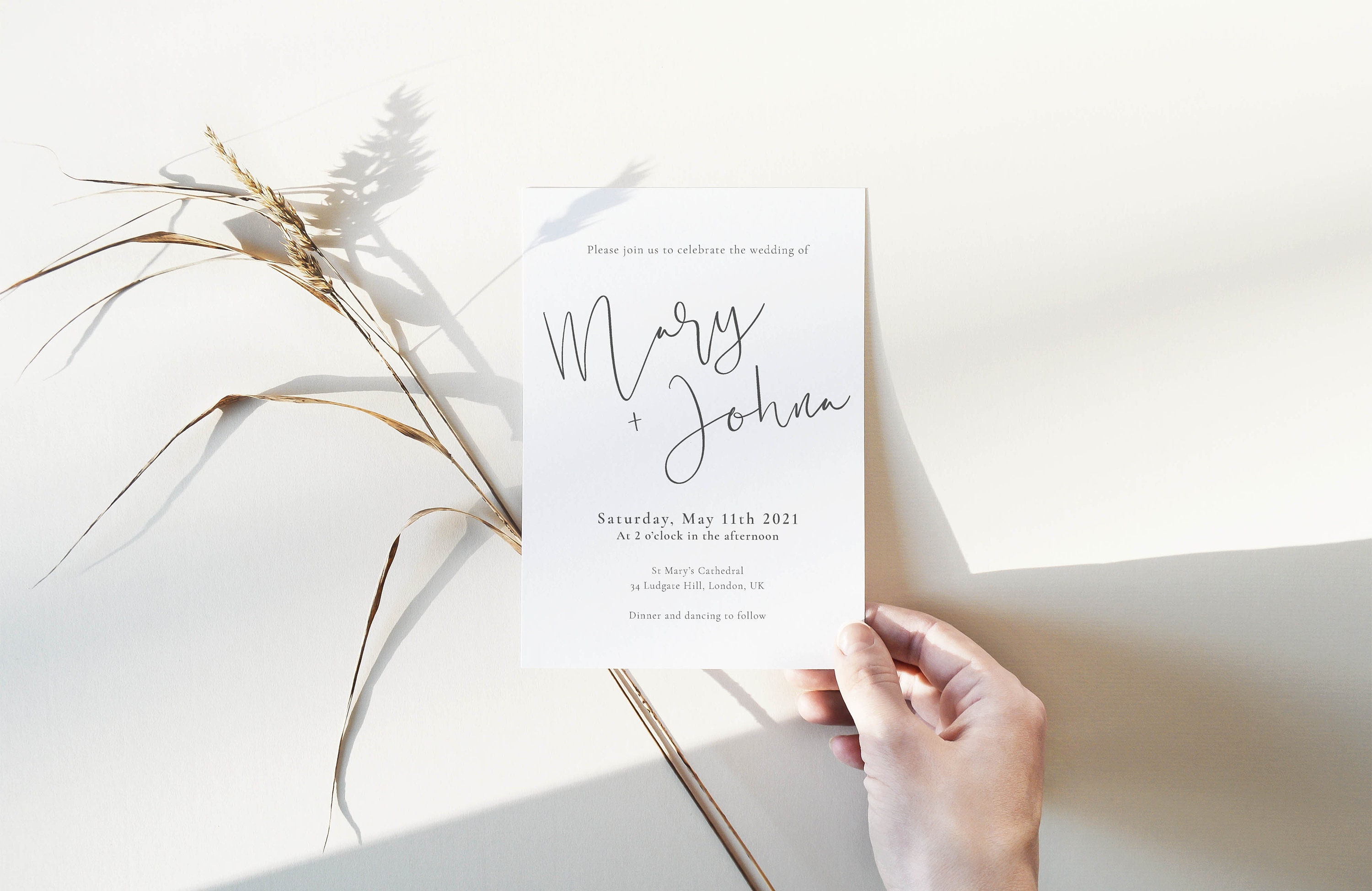 Modern Calligraphy Wedding Invitations Modern Minimalist Wedding ...
