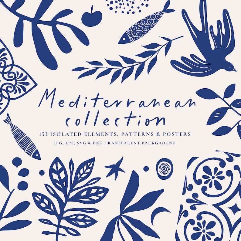 Mediterranean Illustration Clipart: Silhouettes, Posters, Patterns (PNG ...