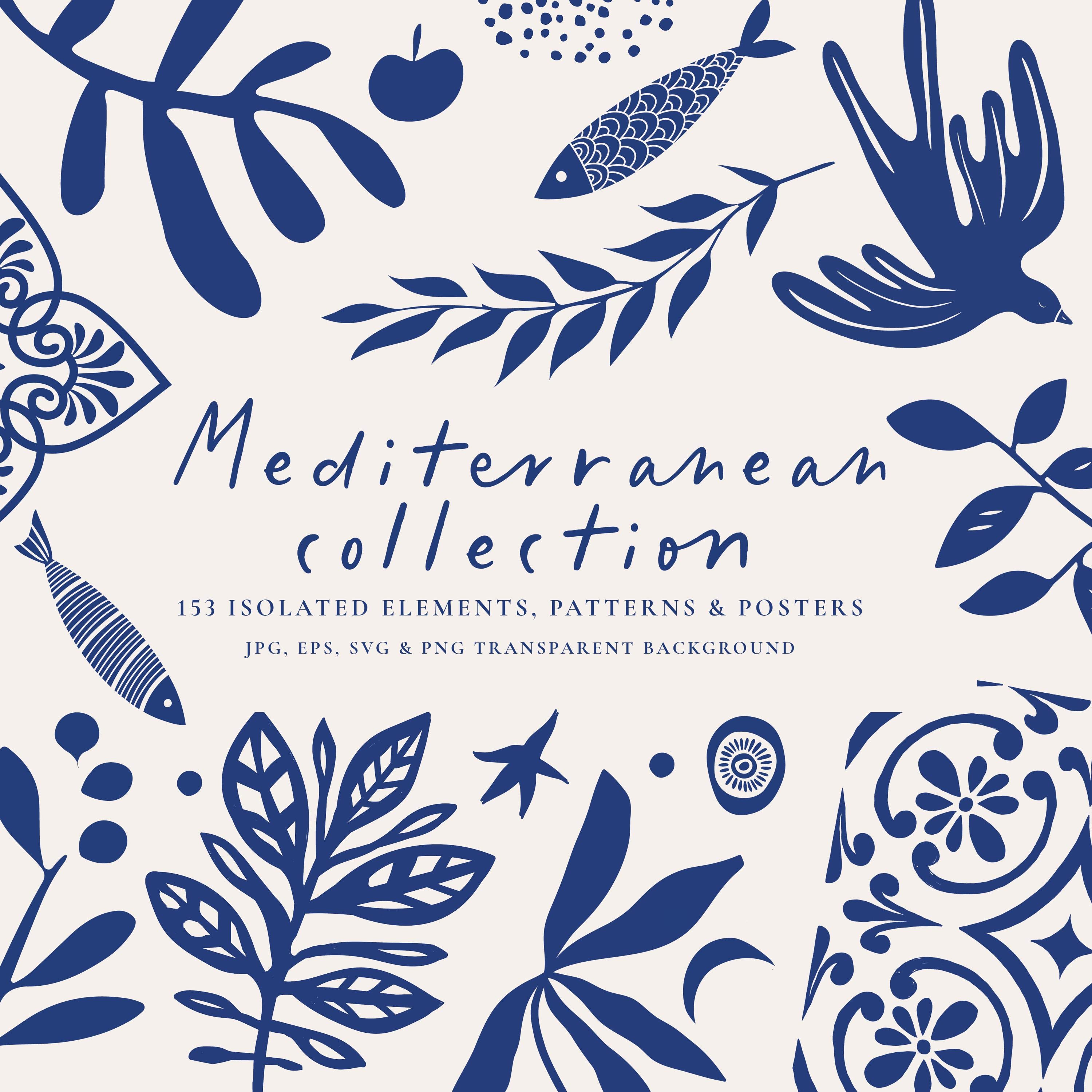 Mediterranean Illustration Clipart: Silhouettes, Posters, Patterns (PNG ...