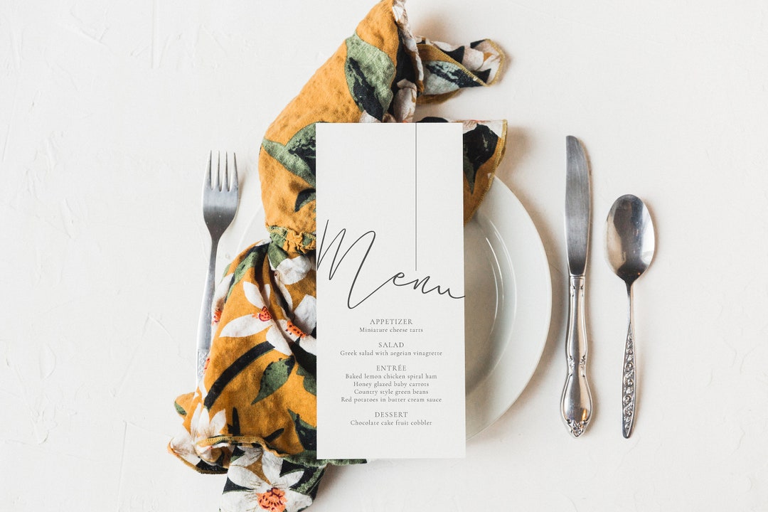 Stylish Modern Calligraphy Dinner Menu Wedding Menu and Place Cards ...