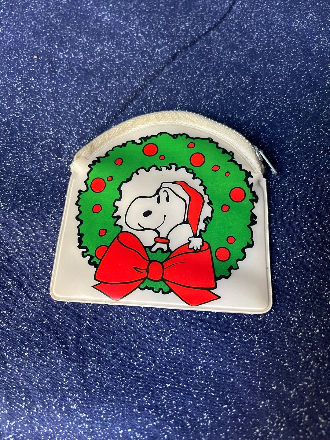 Vintage Christmas Holiday Snoopy Coin Purse 3 3/4"× 3 1/2" Hallmark ...