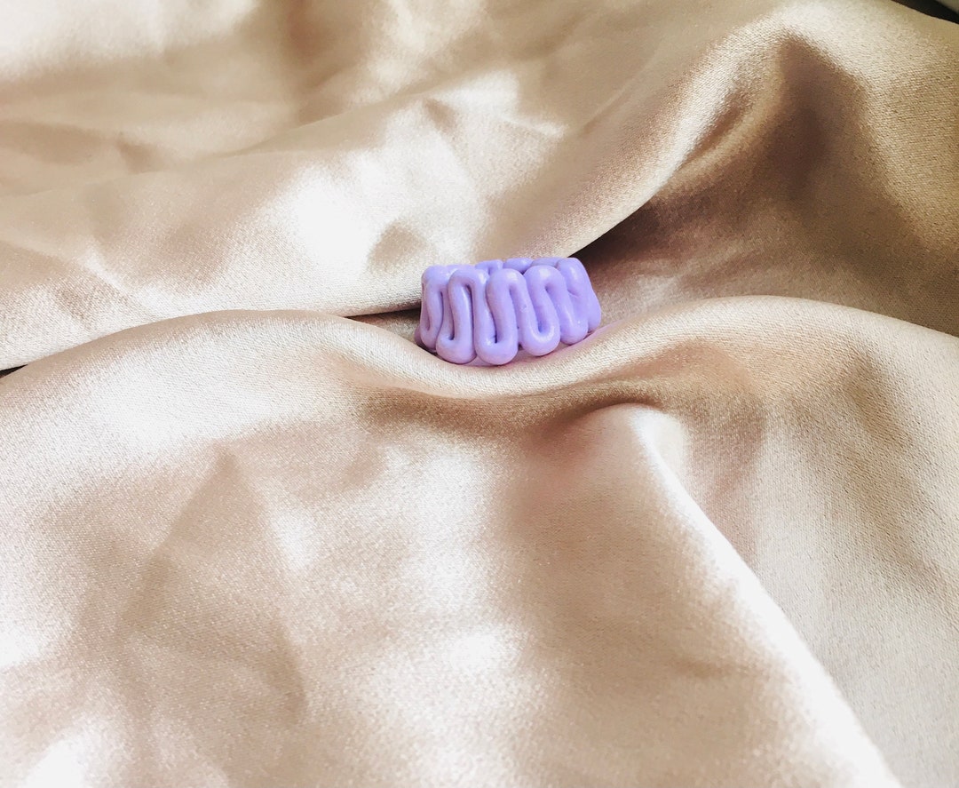 Clay squiggle ring, purple clay squiggle ring, squiggly clay ring, clay rings, polymer clay ...