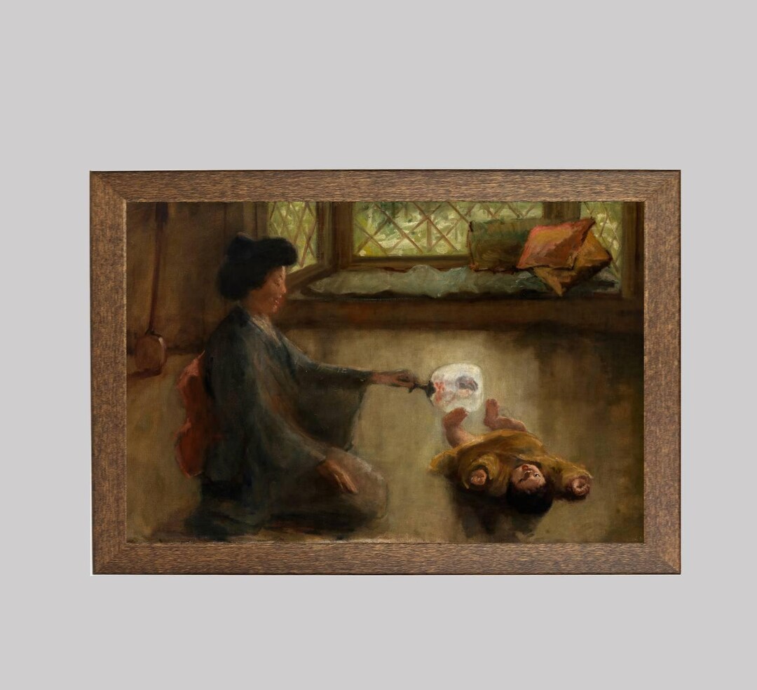 Japanese Lullaby - Vintage Painting of Japanese Woman and Her Baby ...