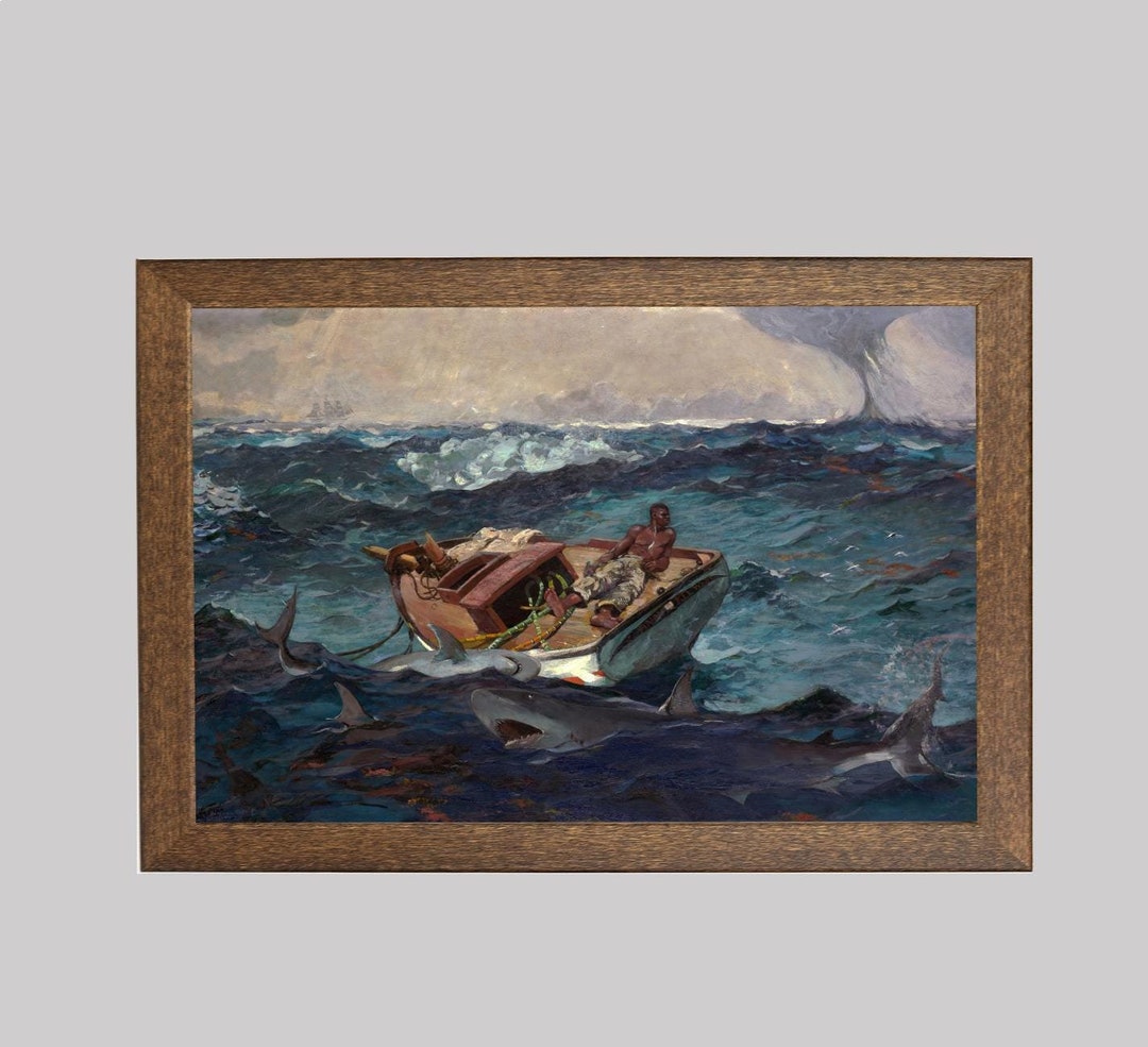 The Gulf Stream - Painting of a Man Adrift at Sea - Vintage Seascape ...