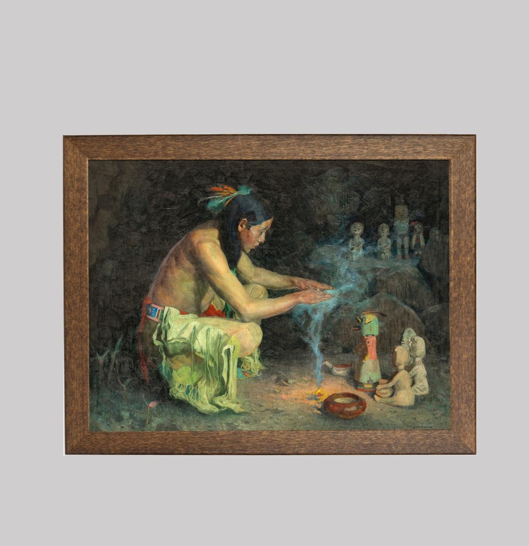 Native American Shrine Painting: Vintage Eanger Irving Couse Art Print ...