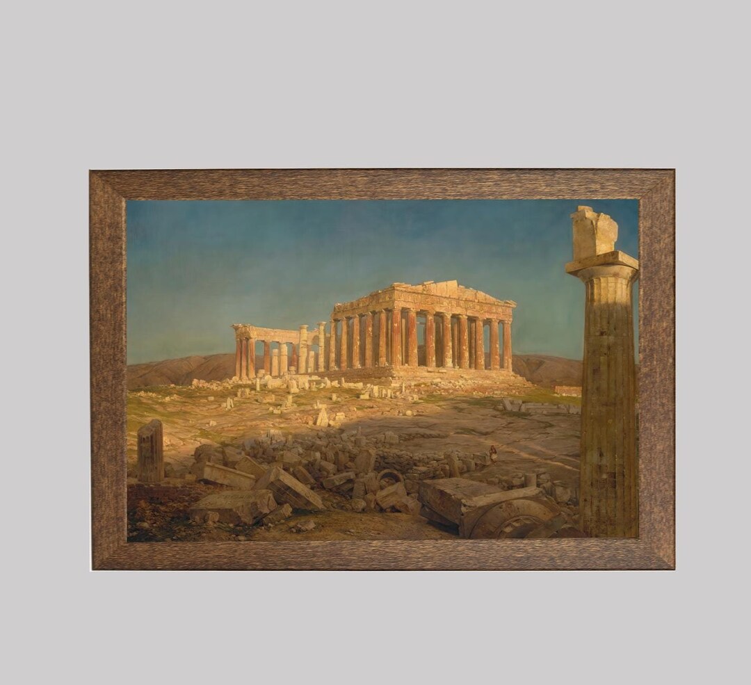 The Parthenon, Vintage Painting of the Iconic Ancient Athens Ruins ...