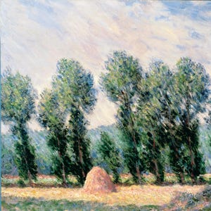 Haystacks a Vintage Rural Landscape Painting French Impressionism ...