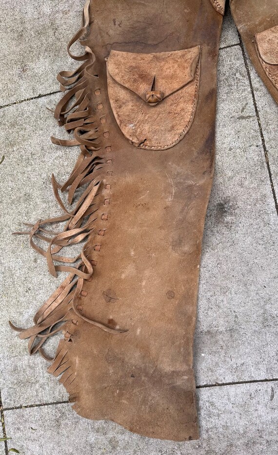 Vintage 1950s - 1960s Leather Fringe Chaps - Chinks - Gem