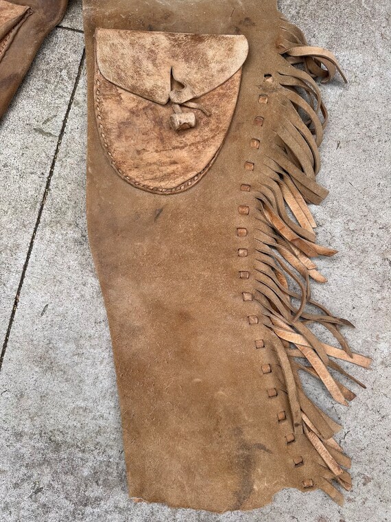 Vintage 1950s - 1960s Leather Fringe Chaps - Chinks - Gem
