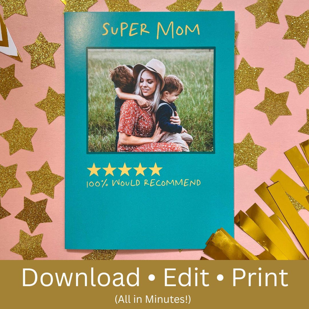 Funny Mother’s Day Photo Card | Printable Super Mom Card | Editable ...
