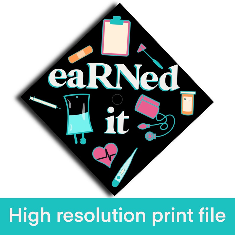 Printable Graduation Cap Topper for Nurses, Digital Download, Grad Cap ...