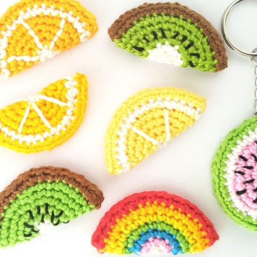 CROCHET PATTERN: Fruit Keychains Easy Amigurumi Downloadable - Etsy