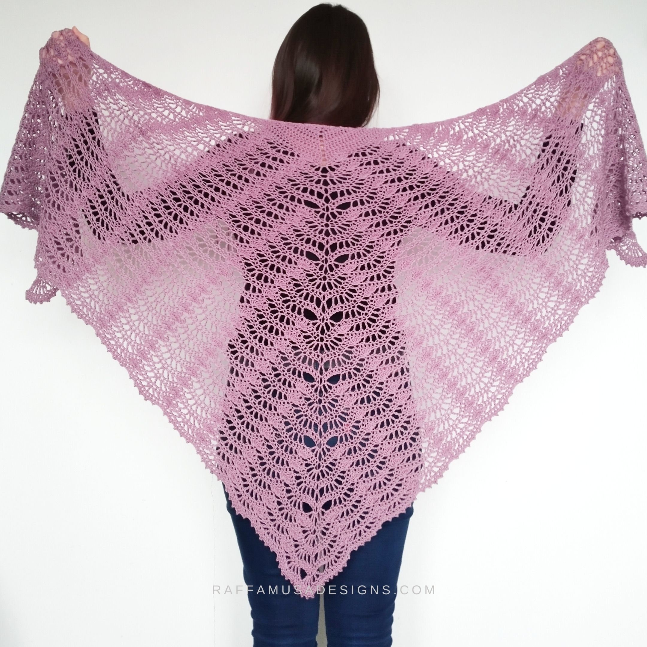Crochet Pattern ~ Feather and Fan Lace Shawl – Triangle Shawl Pattern ...
