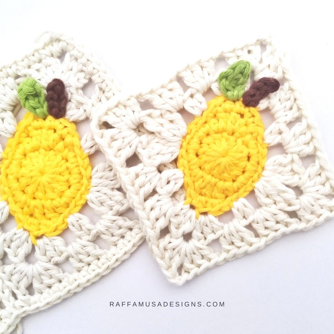 Crochet Pattern - Lemon Granny Square - Blanket - Citrus Fruits Afghan ...