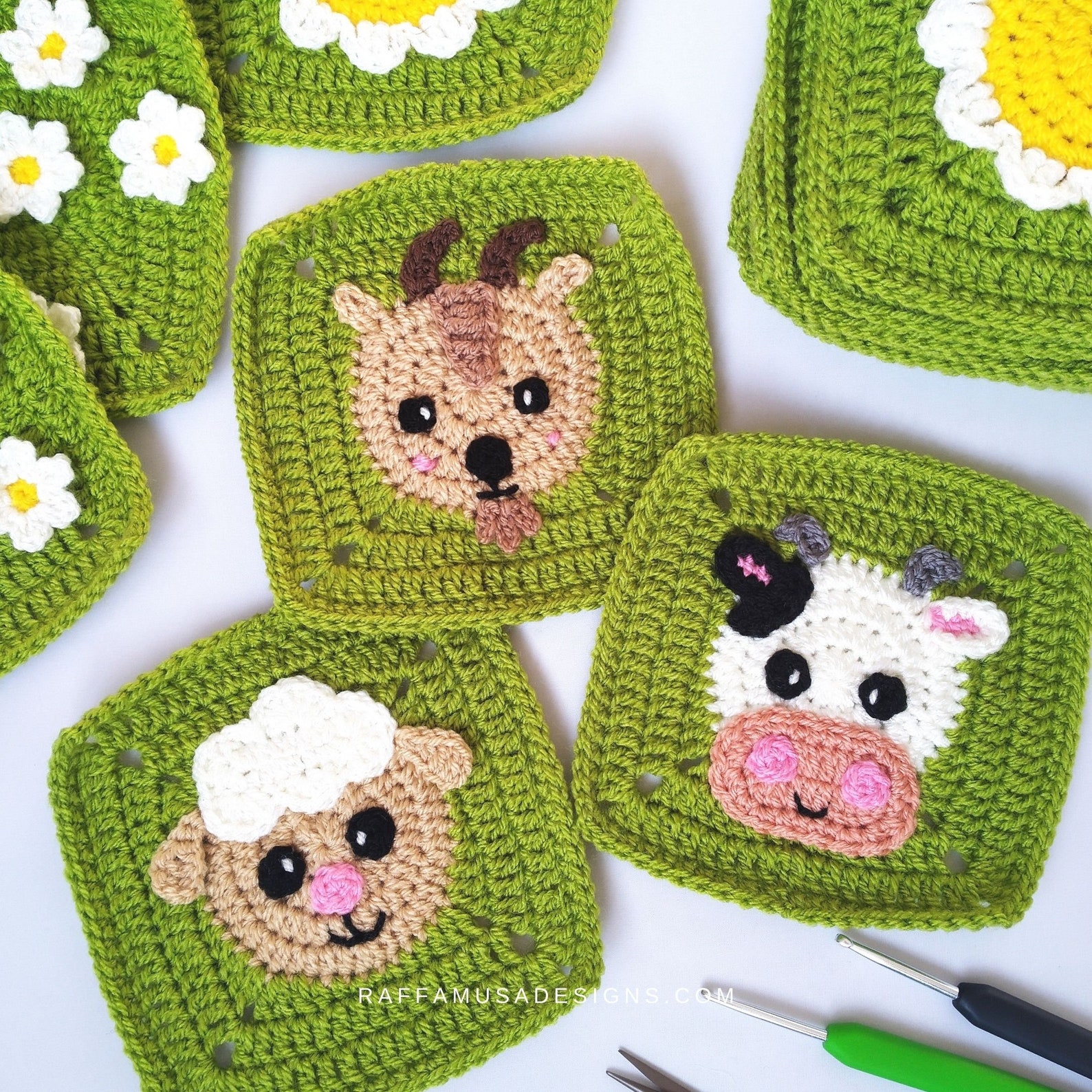 Crochet Pattern ~ Spring Farm Granny Squares – Farm Animals – Barnyard ...