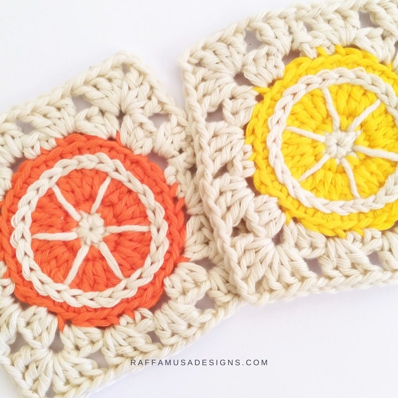 Crochet Pattern - Citrus Fruits Granny Square - Lemon - Orange - Lime ...