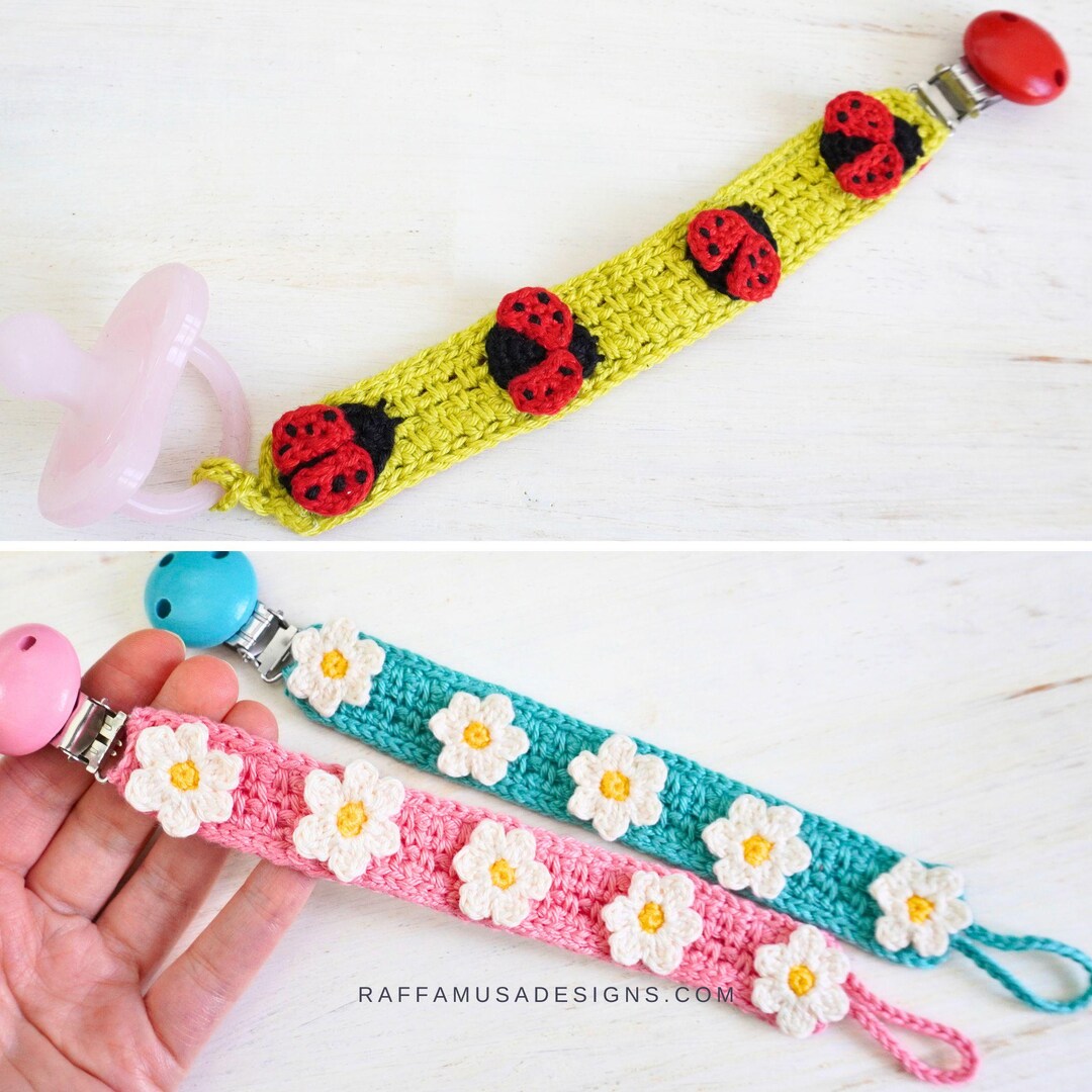 Crochet Pattern - Ladybug or Daisy Pacifier Clip - DIY Dummy Clip - Etsy