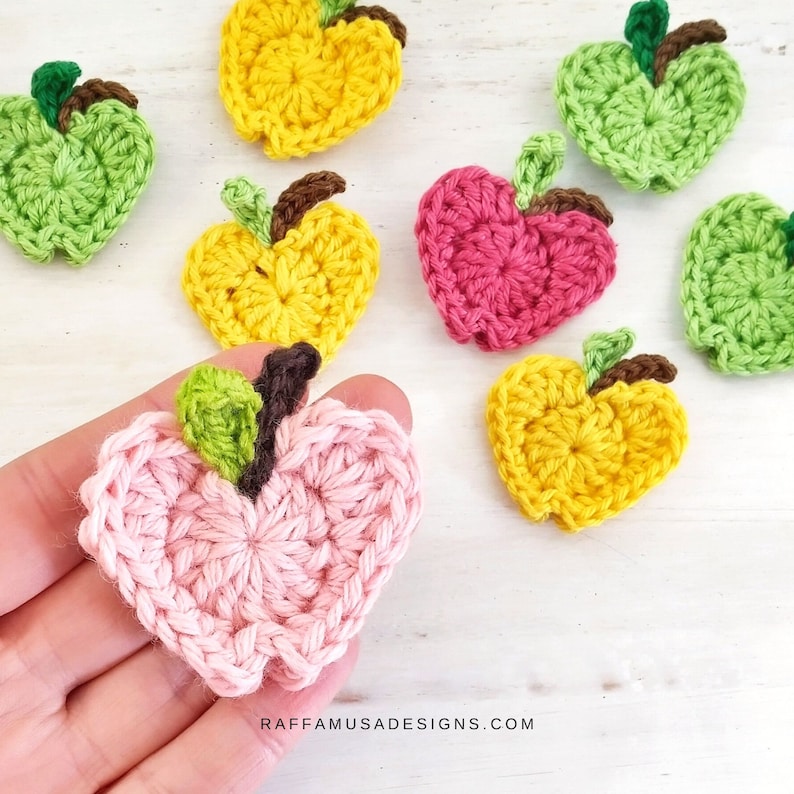 Crochet Pattern Apple Applique Fruit Embellishment - Etsy