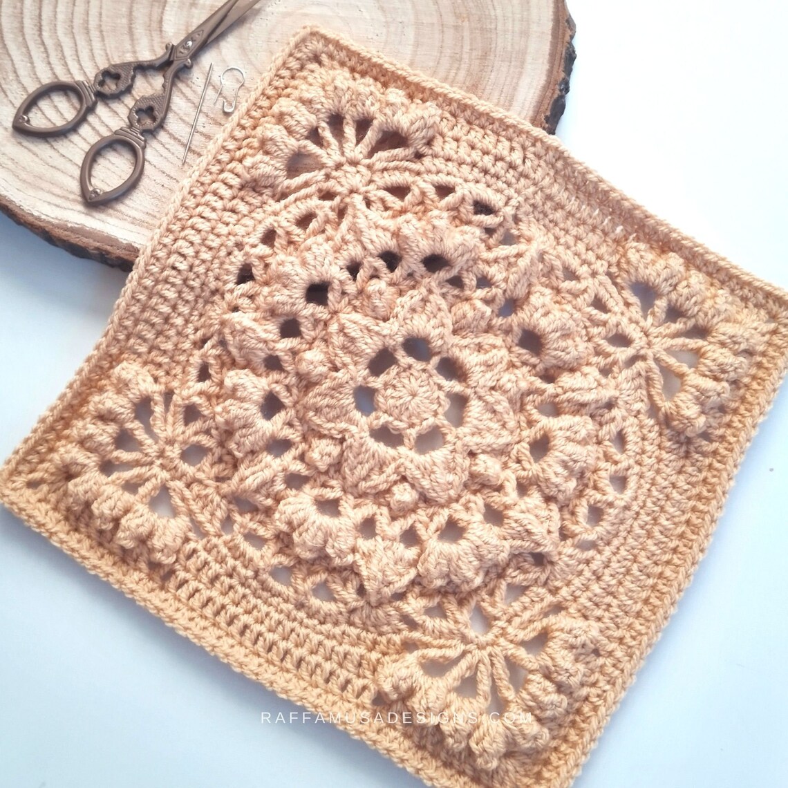 Crochet Pattern - Floral Square - Baroque Triumph Afghan Block - Granny ...