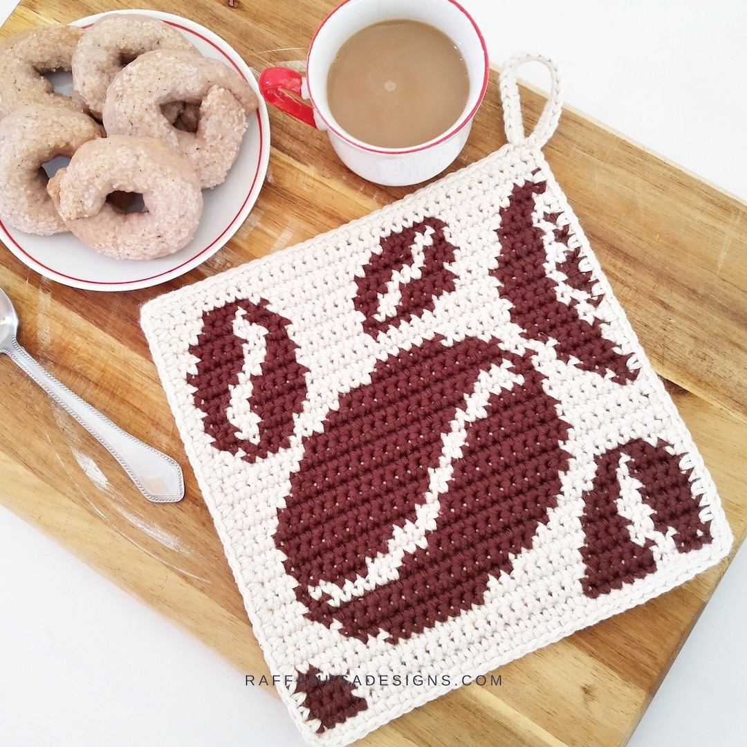 Crochet Pattern - Coffee Beans Potholder - Tapestry Crochet Hot Pad ...