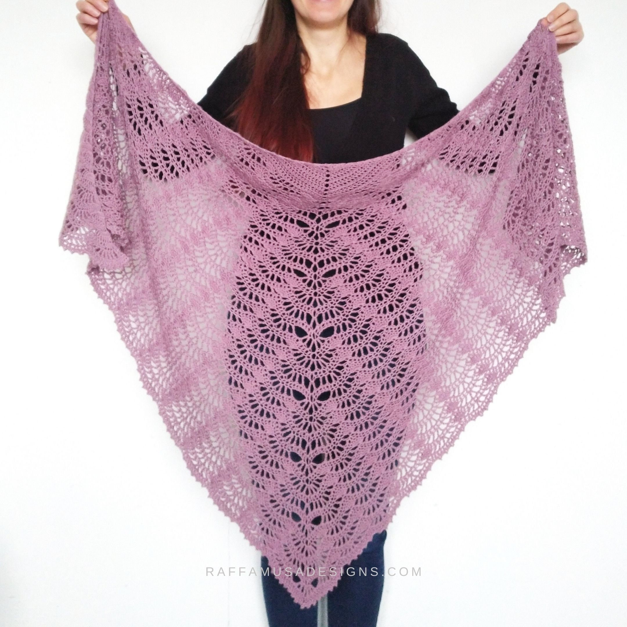 Crochet Pattern Feather and Fan Lace Shawl Triangle Shawl - Etsy Australia