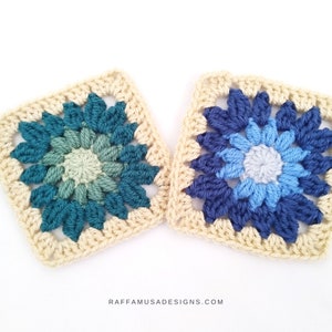 Crochet Pattern - Flower Granny Squares - 9 Floral Afghan Blocks for ...