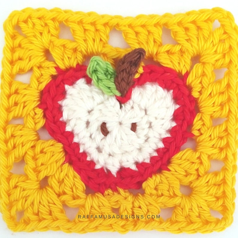 Crochet Pattern - Apple Granny Square - Fruit Afghan Block - Etsy