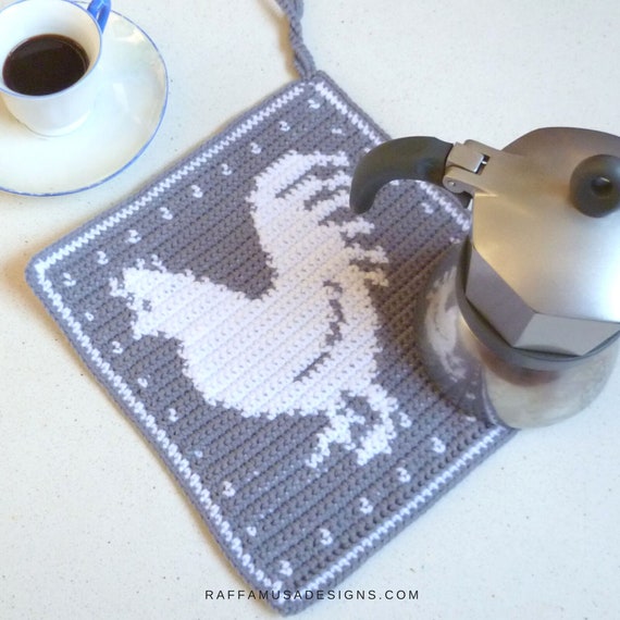 Crochet Pattern Rooster Potholder Tapestry Crochet Hot Pad - Etsy
