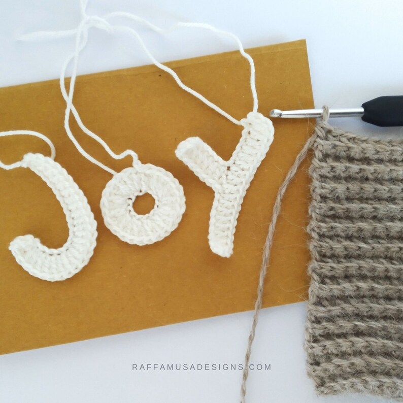 Crochet Pattern JOY Applique Christmas Ornament | Etsy
