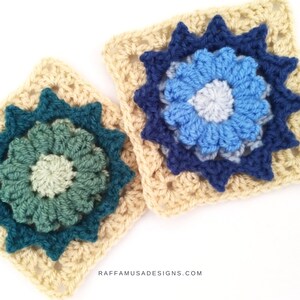Crochet Pattern - Flower Granny Squares - 9 Floral Afghan Blocks for ...