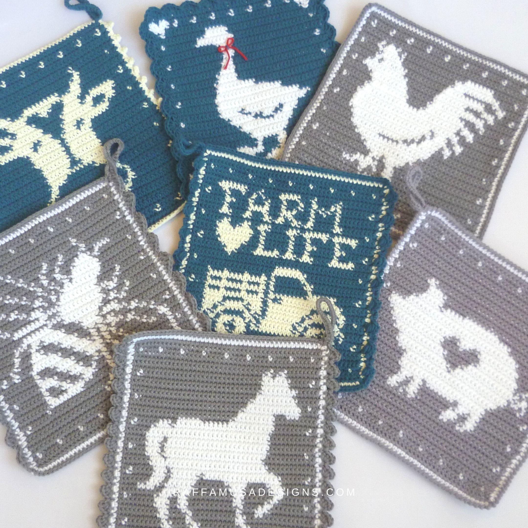 Crochet Pattern ~ Pig Potholder - Tapestry Crochet Hot Pad – Farmhouse ...