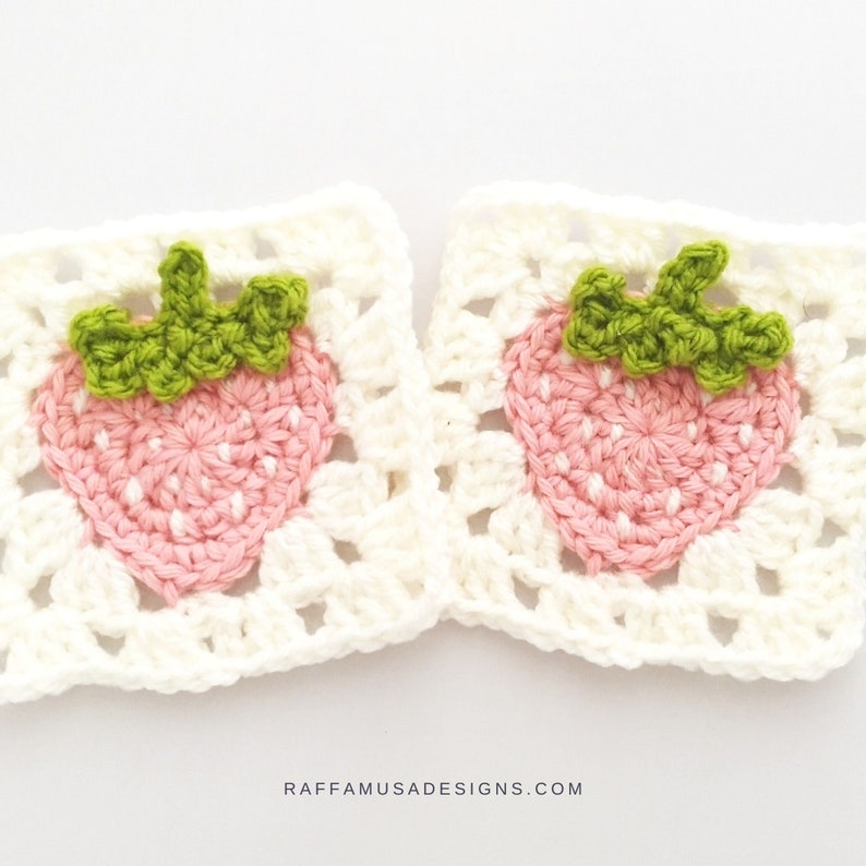 Crochet Pattern Strawberry Granny Square Fruit Summer - Etsy