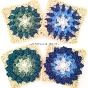 Crochet Pattern - Flower Granny Squares - 9 Floral Afghan Blocks for ...