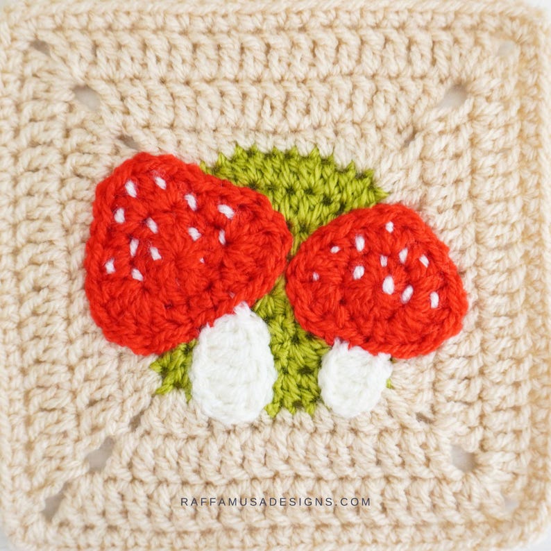 Crochet Pattern - Mushroom Appliques - Toadstool Embellishments in 2 ...