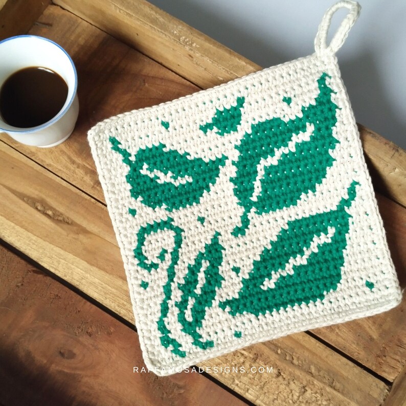 Crochet Pattern Swirling Leaves Potholder Tapestry Crochet - Etsy
