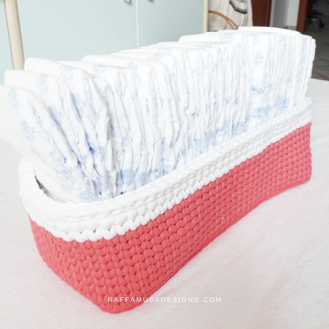 Crochet Pattern - Diaper Basket - Organizer for Nappies - Nursery ...
