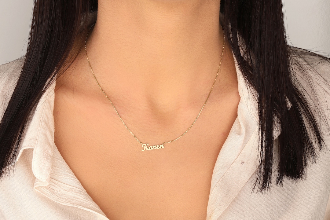 Solid Gold Name Necklace ,18k Gold , 14k Gold , 8k Gold Gold Name ...