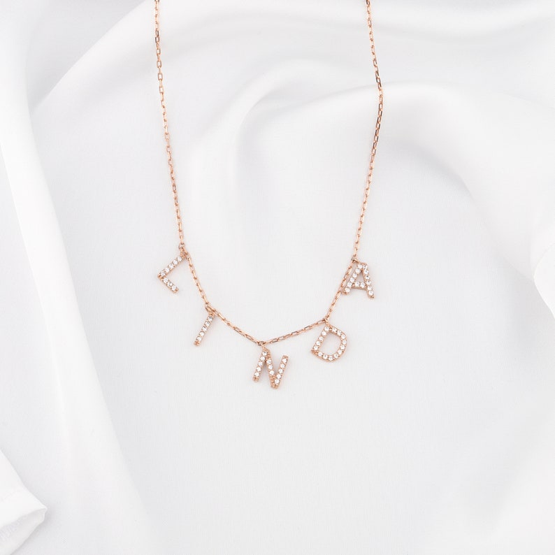 Drop Initial Necklace Gold Initial Necklace Personalized - Etsy