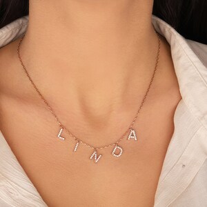 Drop Initial Necklace Gold Initial Necklace Personalized - Etsy