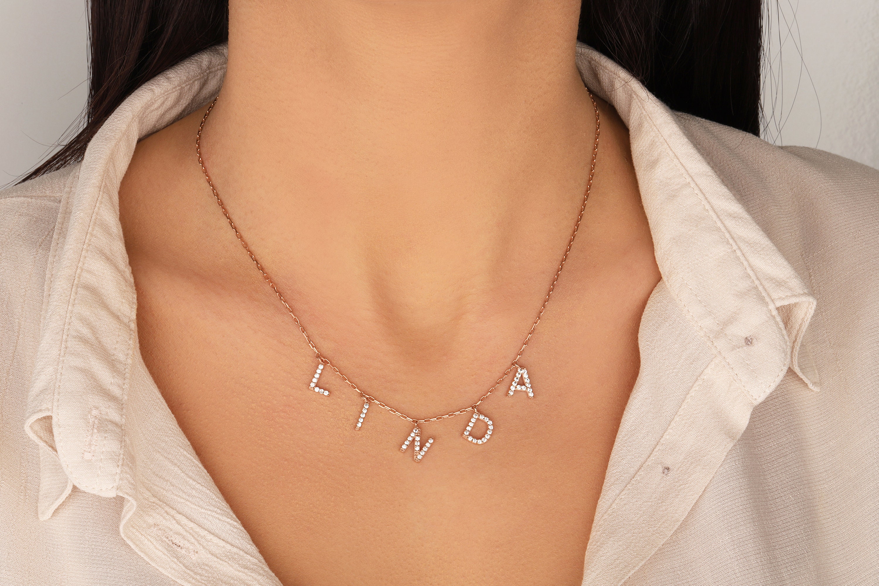 Drop Initial Necklace Gold Initial Necklace Personalized - Etsy