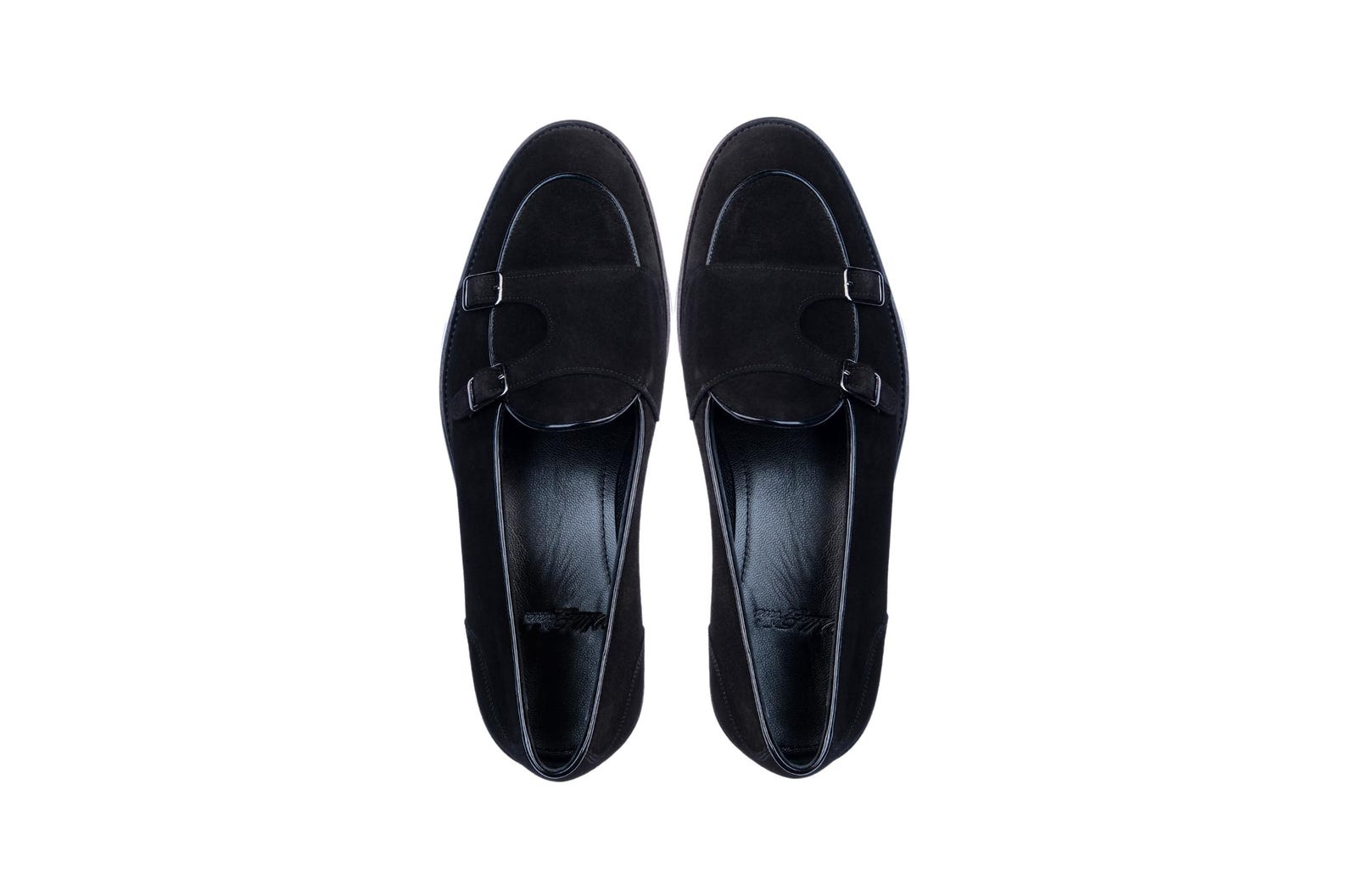 Perissa Suede Short Cut Double Monk Black - Etsy