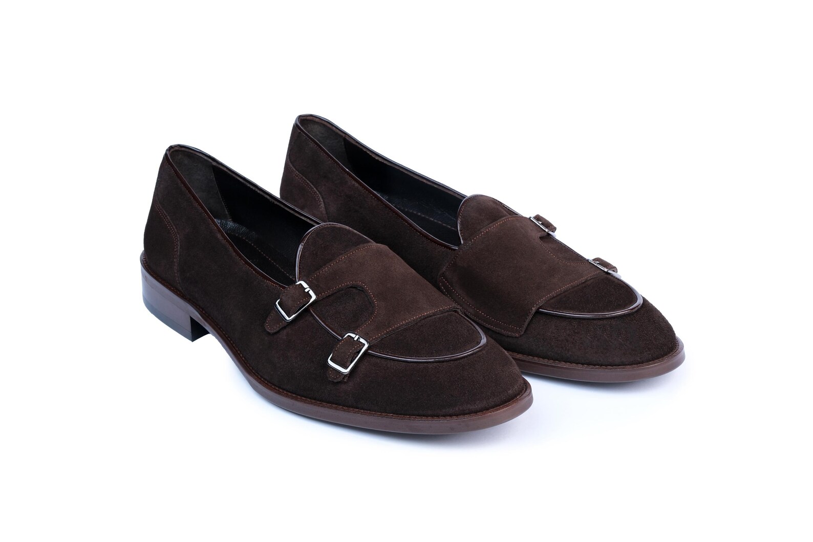 Perissa Suede Short Cut Double Monk Dark Brown - Etsy