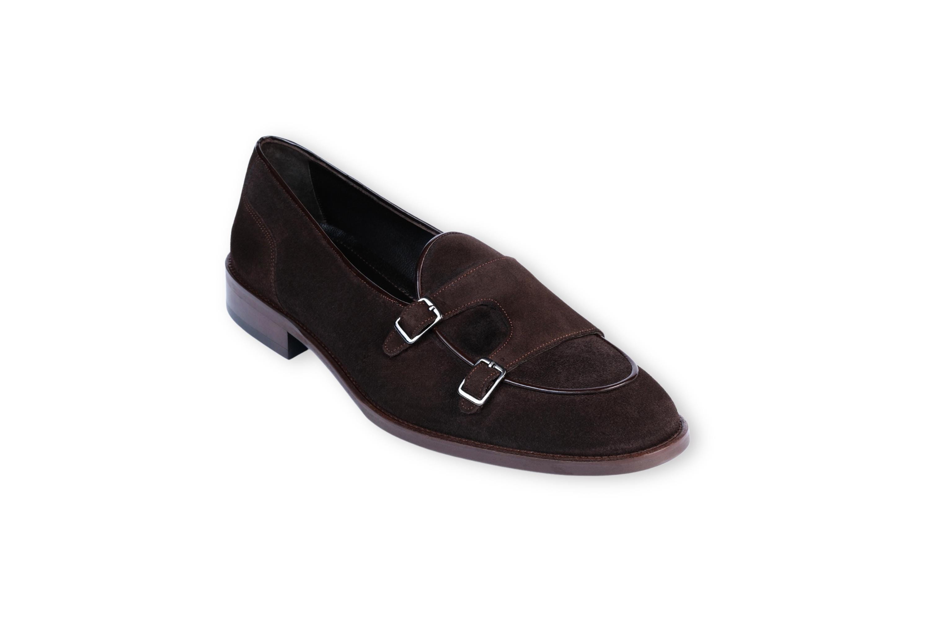Perissa Suede Short Cut Double Monk Dark Brown - Etsy