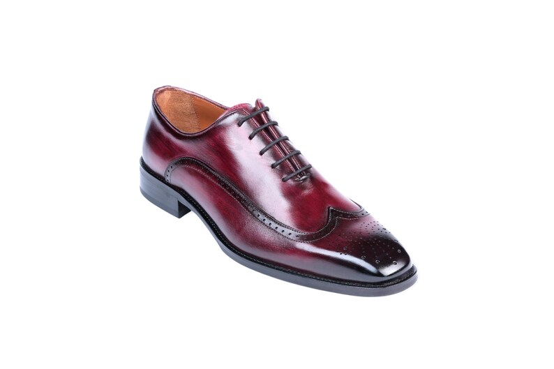 Devonshire Hand Painted Wingtip Dress Shoes Burgundy - Etsy