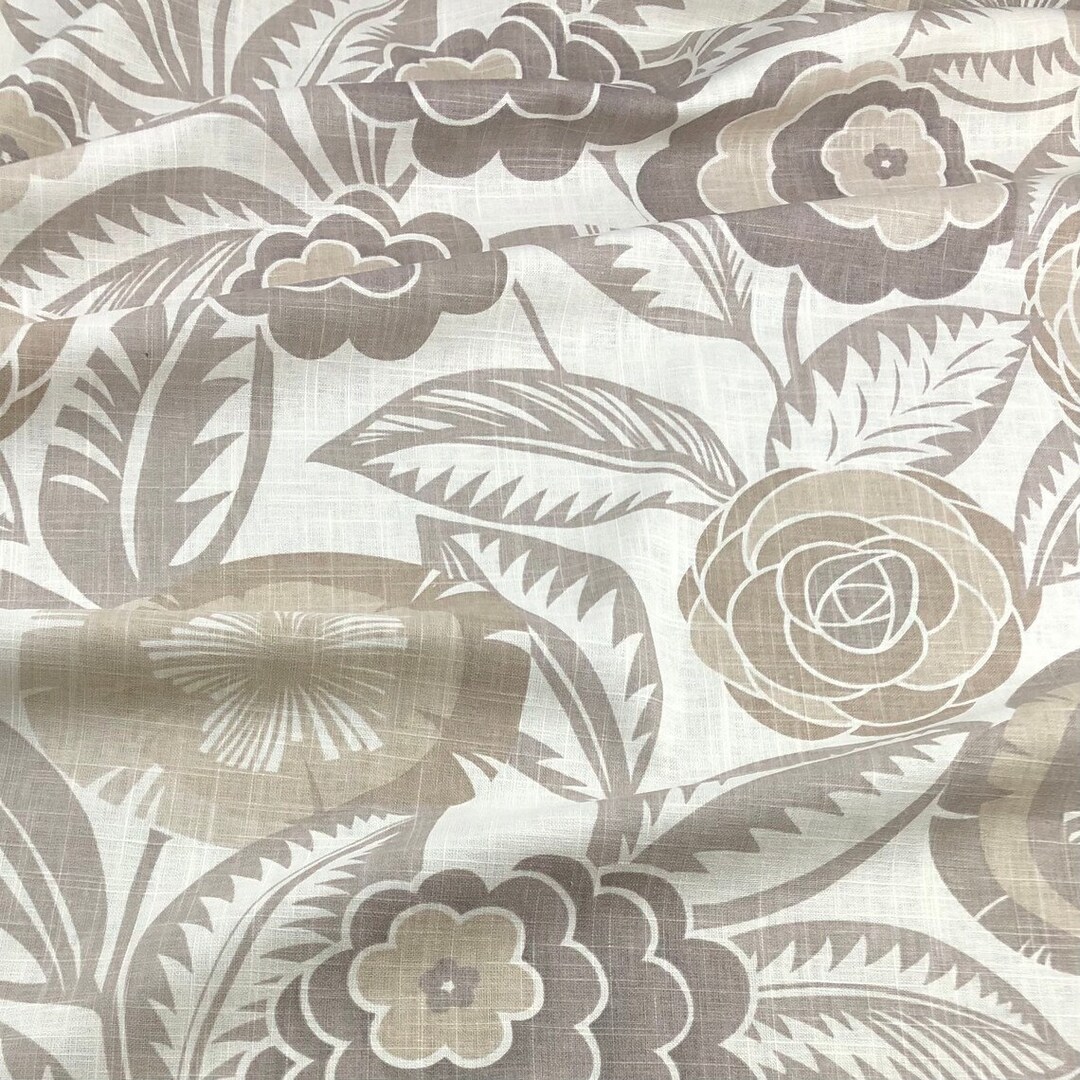 Fabric Havana Greystone Large-scale Print, Designer Linen Blend ...