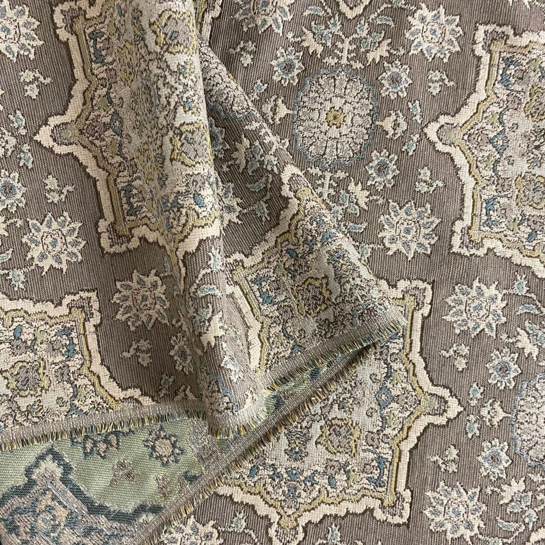 Muted Cocoa Brown With Details of Light Blue & Yellow and Antique White ...