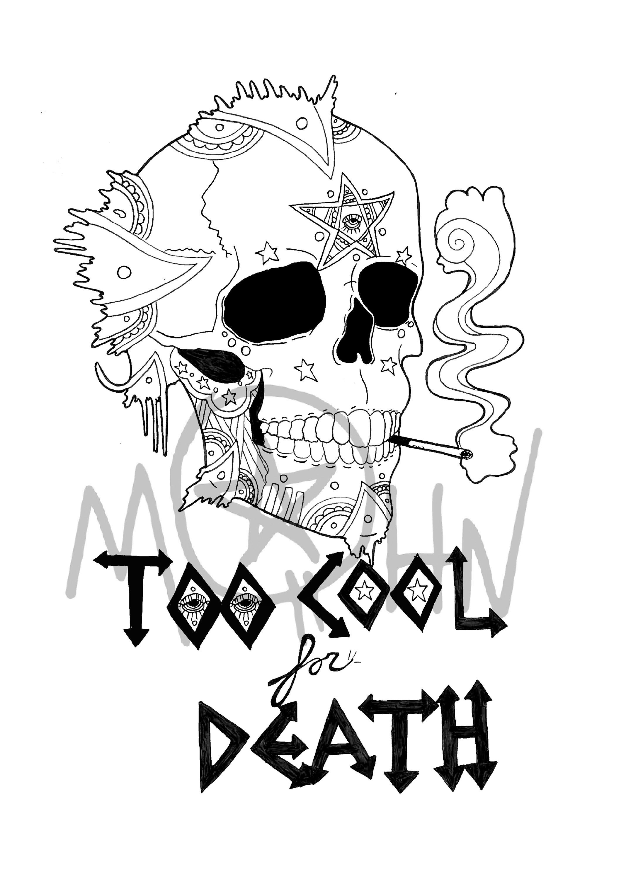 Too Cool for Death Coloring Page - Etsy