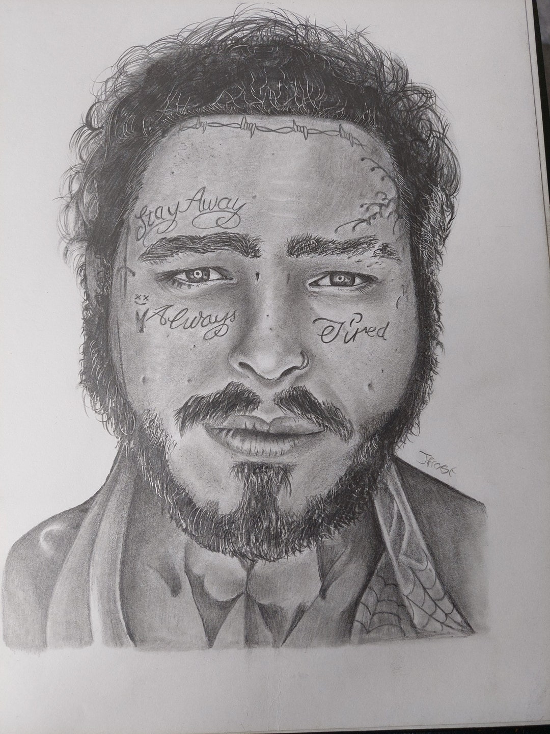 PRINT A4 Pencil Drawing Print of Post Malone - Etsy