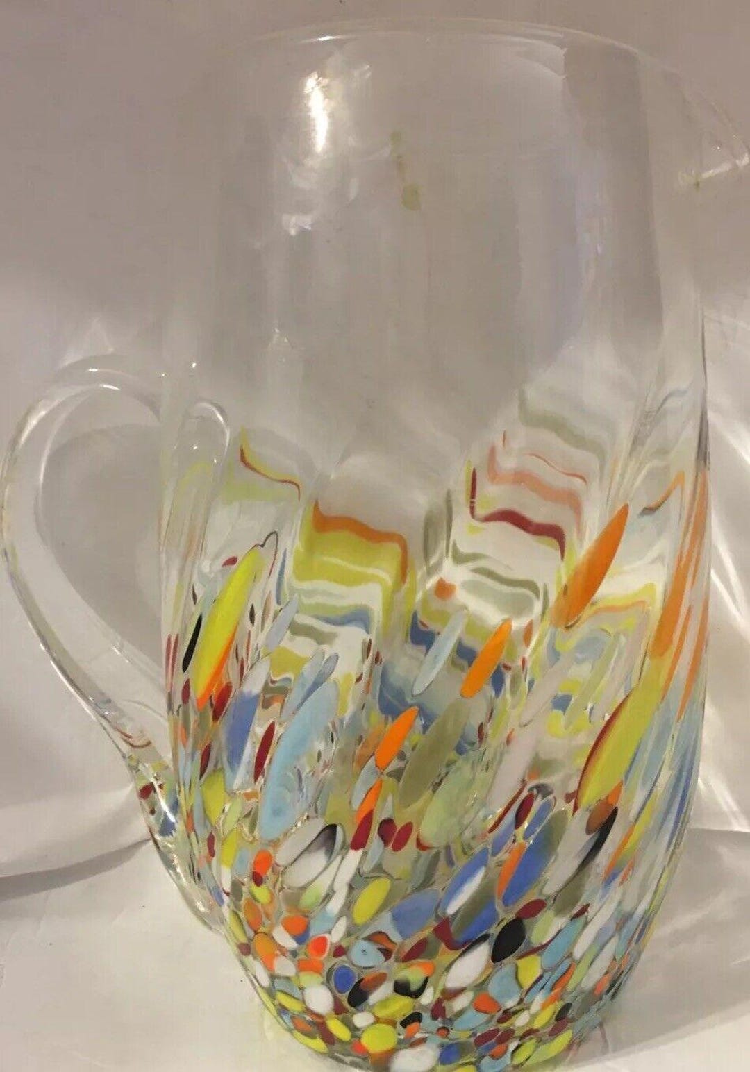 Murano Confetti Large Glass Water Iced Tea Pitcher New With Tags Italy ...